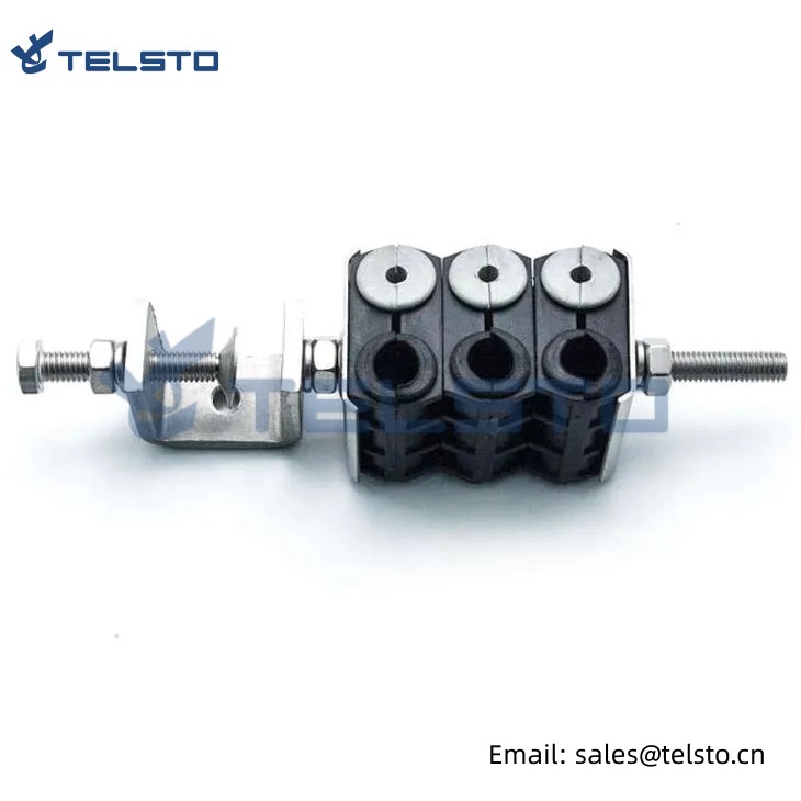 High Quality Two Holes Type RF Feeder Cable Clamps for RRU Fiber Optic Cable and DC Manufacturer and Supplier Telsto