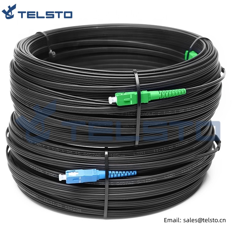 High Quality Pre-connectorized SC UPC APC 1 2 Core Indoor Outdoor Ftth Fiber Optic Drop Cable ...